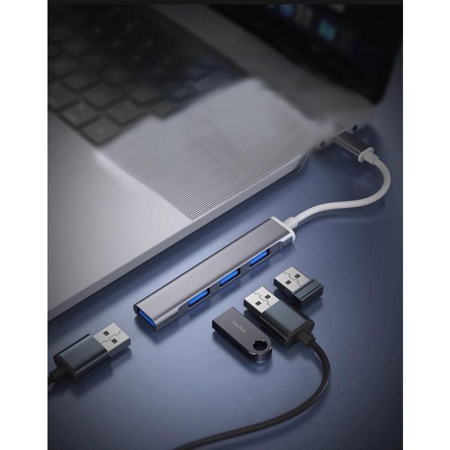 USBハブ USBポート 4in1 4ポート type-c USB3.0 PCアクセサリー コネクター 多機能 マウス キーボード プリンター シルバ : KAWAeMON - 通販 ...