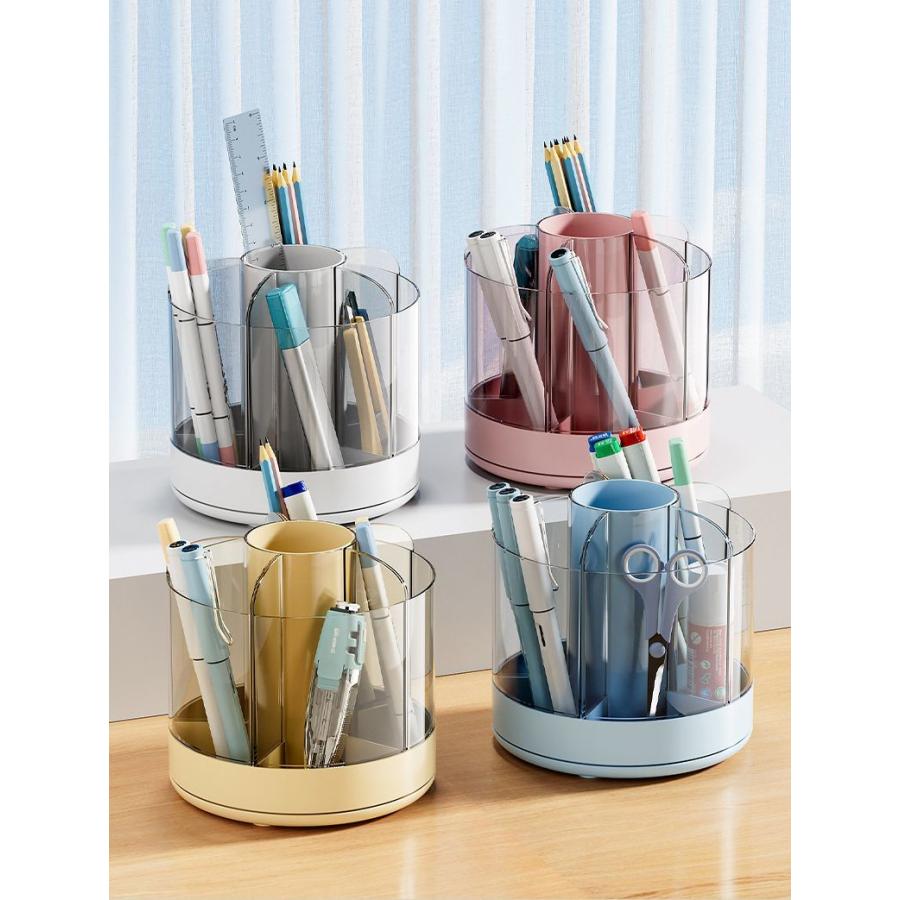 ペン立て ペンホルダー メイクブラシスタンド 小物入れ 机上 卓上収納ケース 文房具 コスメ 化粧品 360度回転 仕切り付き : KAWAeMON - 通販 - Yahoo!ショッピング