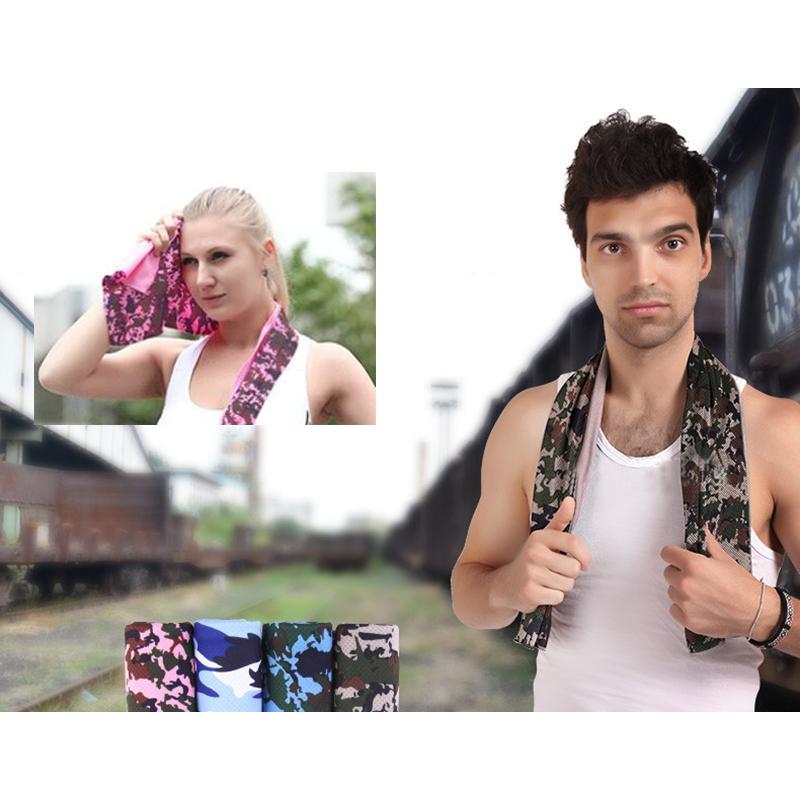 冷感タオル クールタオル ひんやりタオル 冷却 冷え 迷彩柄 スポーツタオル コールド COOL 100 30cm ジム フィットネス ランニング 薄 : KAWAeMON - 通販 ...