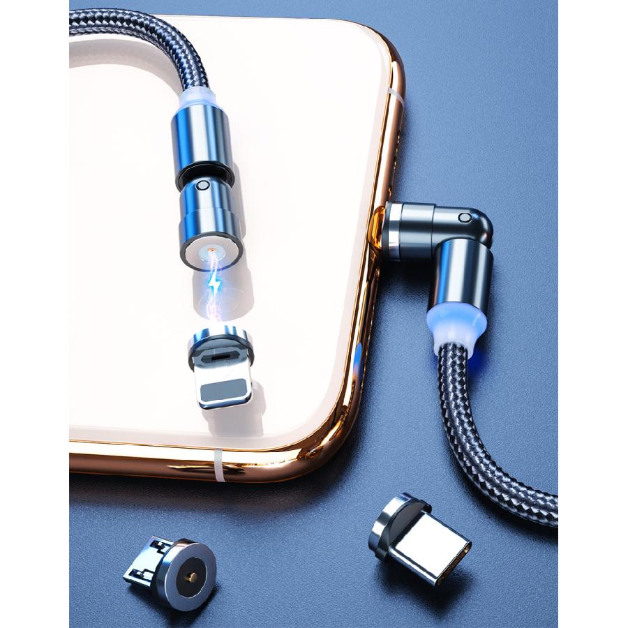 USBケーブル 充電ケーブル 単品 2m Type-C Lightning microUSB マグネット式 LEDライト 360度回転 スマホ iPh : KAWAeMON - 通販 ...