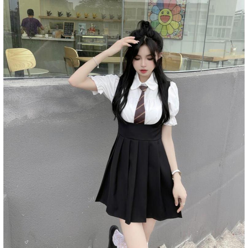 セットアップ 韓国ファッション カレッジ風 JK制服 ブラウス＋スカート＋ネクタイクラス 制服 3点セット : jk001 : 川場商店 - 通販 - Yahoo!ショッピング