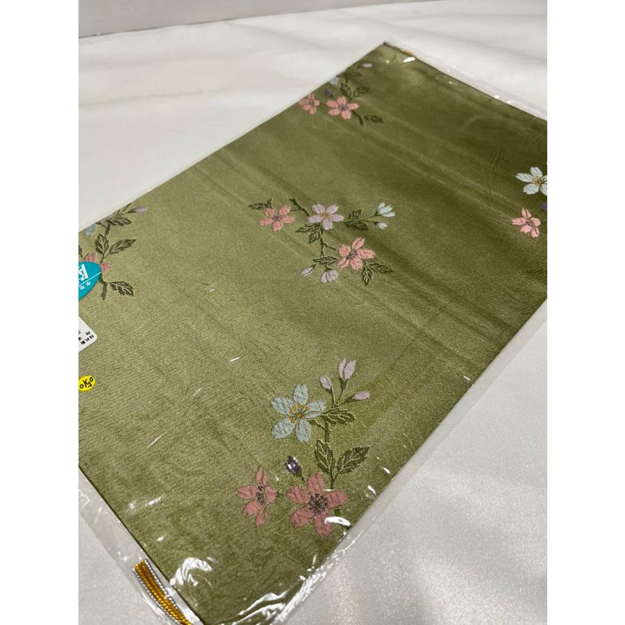 サンメニー（SUNMANY） 川本仏壇店「経机掛け/防水加工/グリーン/桜/14号/面朱用/房付/有職錦」経机敷/ランチョンンマット ...