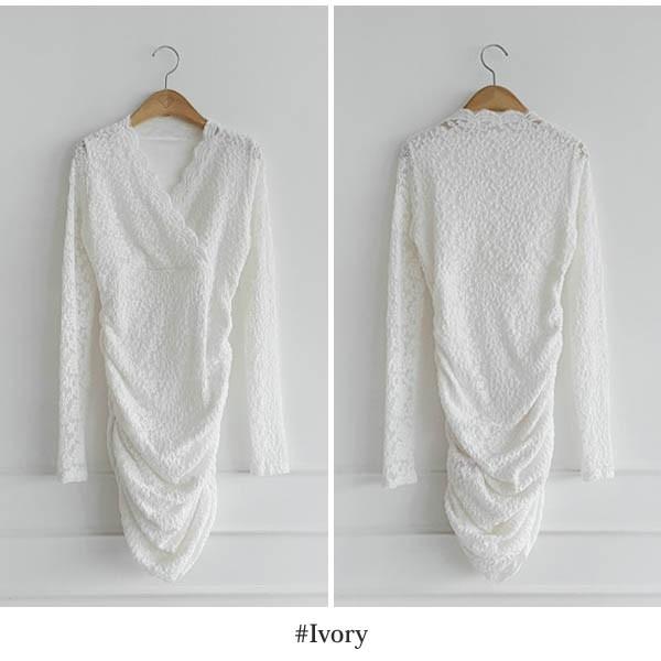 ワンピース レディース 長袖 総レース レース カシュクール Vネック 膝丈 ひざ丈 タイト 上品 きれいめ 春 秋 冬 30代 40代 50 ...