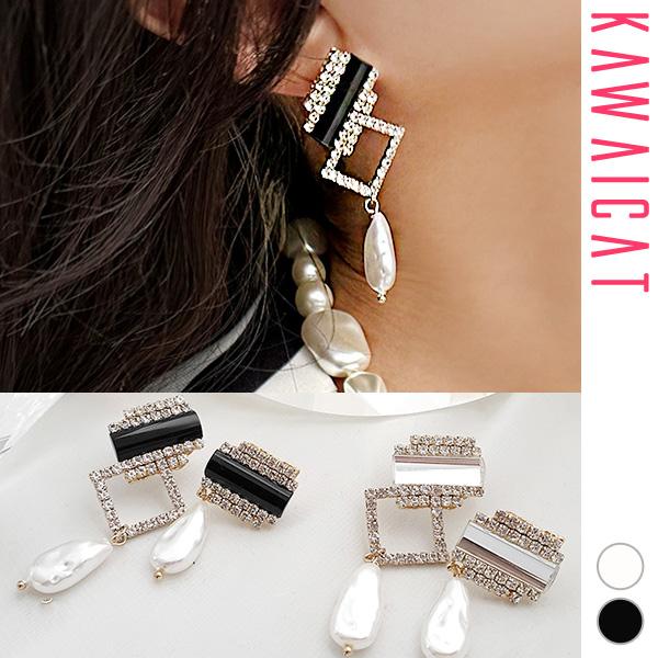 ピアス レディース アクセサリー ラインストーン パール 高級感 おしゃれ きれいめ 上品 20代 30代 40代 50代 韓国 メール便可 ...