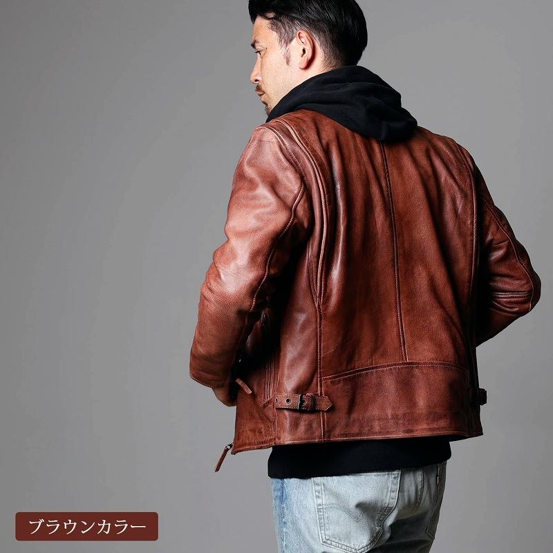 Mo-LAWS ライダースジャケット メンズ 本革 ゴート ダメージ加工 Mo-LAWS ライダースジャケット メンズ 本革 ゴート ダメージ加工
