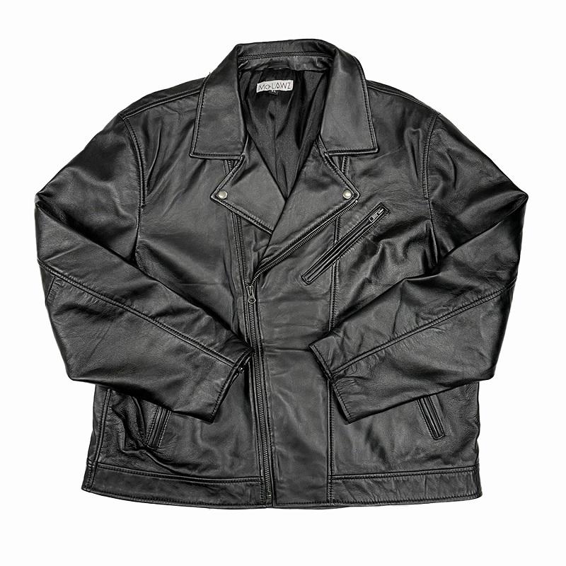 Mo-LAWS 特大サイズ ビッグサイズ レザージャケット メンズ ダブルライダースジャケット ラム革 革ジャン MLBJ904 ブラック ...