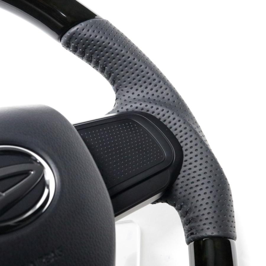 ハイゼット カーゴ / ピクシス バン S700V, S710V, S700M, S710M用 レアル ステアリング オリジナルシリーズ ブラックウッド (ブラックステッチ) DIB-BKW ...