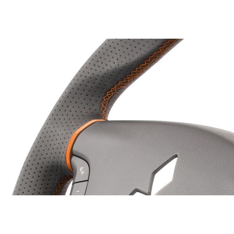 パジェロ V83W, V87W, V88W, V93W, V97W, V98W用 ケンスタイル ステアリング ブラックレザー (オレンジステッチ) 品番： MITSUBISHI A-Type ...