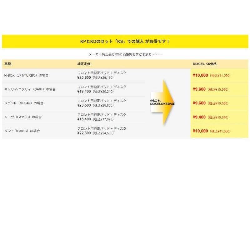 DIXCEL 2018/12〜 スズキ スペーシア ギア MK53S (ターボ車)用 ディクセル KSタイプ ブレーキローター&パッド フロント左右セット 71058-4049 (DIXCEL ...