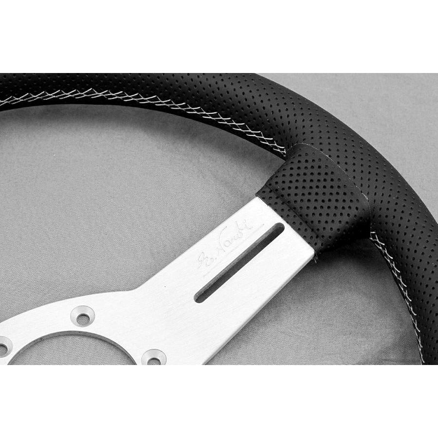NARDI COMPETITION 33φ (330mm パンチングレザー＆シルバースポーク＆グレークロスステッチ) N086 (FET 正規品 ナルディ コンペティション ホーンボタン付属 ...