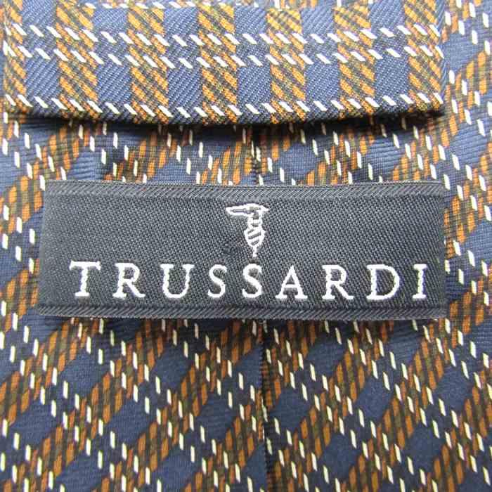 TRUSSARDI トラサルディ ブランドネクタイ チェック柄 格子柄 シルク イタリア製 メンズ ネイビー : KBNET - 通販 - Yahoo!ショッピング