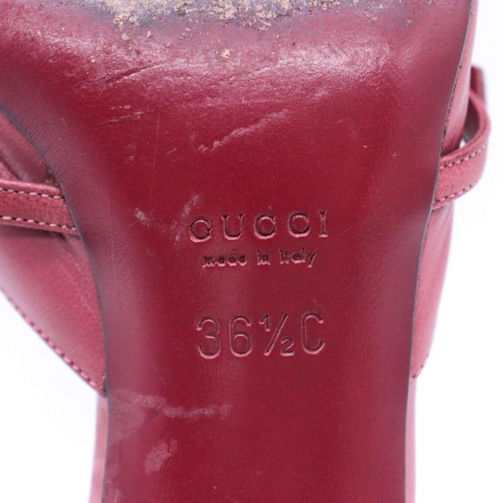 GUCCI グッチ ミュール サンダル GGロゴ レザー ブランド 靴 イタリア製 赤 レディース 36.5サイズ レッド : KBNET ...