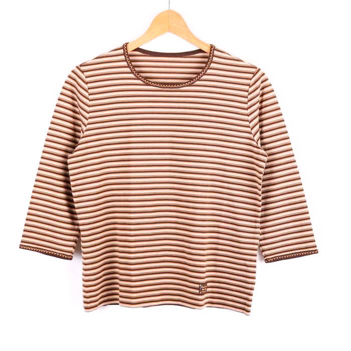 Leilian レリアン 長袖Tシャツ トップス ボーダー 七分袖 レディース 11サイズ ブラウン : KBNET-DEUX - 通販 - Yahoo!ショッピング