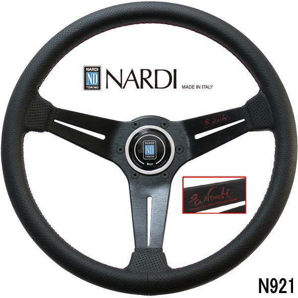 ナルディ N921 スポーツタイプラリー340 BLKパンチングレザー&BKスポーク レッドステッチ ステアリング φ34 オフセット75mm ...