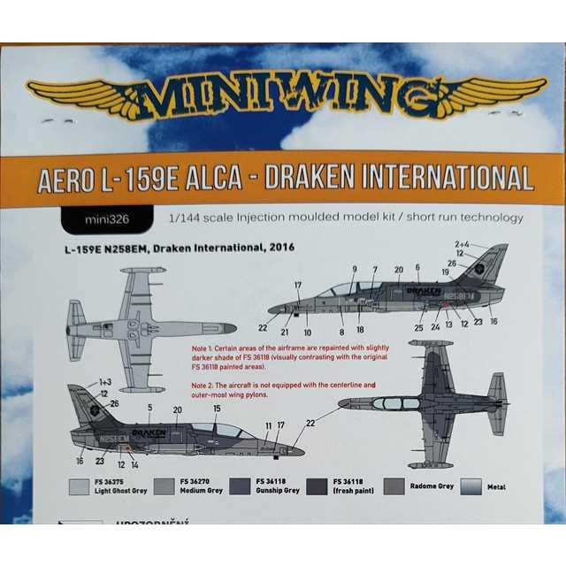 ミニウイング 1/144 アエロ L159E ALCA . Gray Draken 2016 プラモデル mini326 袋パッケージ ...