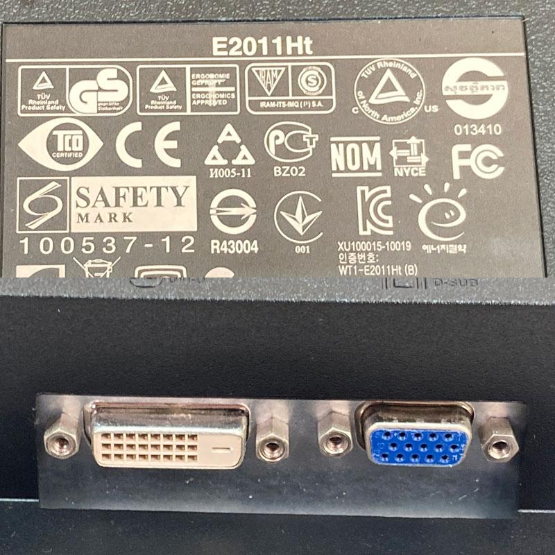 DELL 中古 ワイド液晶モニター ★ E2011Ht 20型ワイド液晶 解像度：1600×900 入力2系統 VGA/DVI 電源ケーブル付 ...