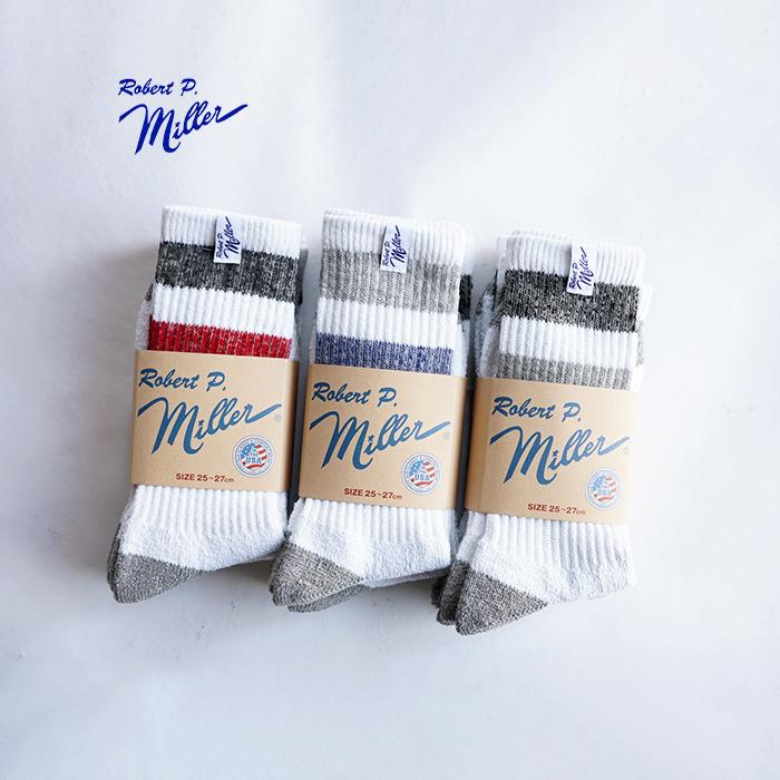 Robert P. Miller ミラー 3P Crew length socks ラインソックス 3Pソックス ソックス 靴下 リブソックス ...