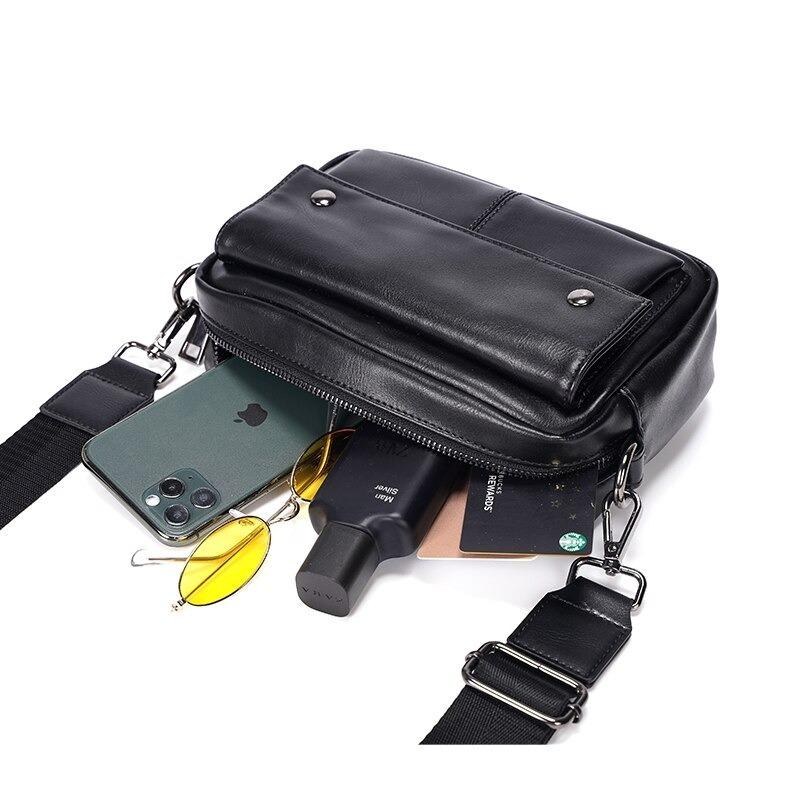 PUレザークロスボディバッグ韓国ファッション カジュアルメンズ革