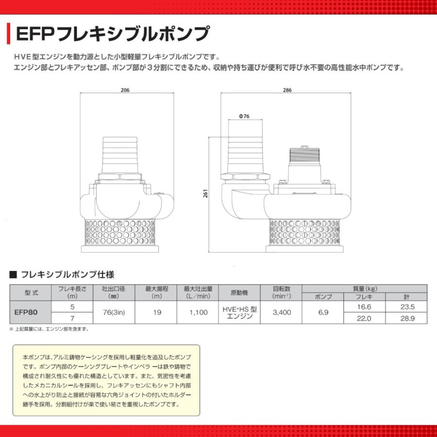 セット商品 エクセン フレキポンプ EFP80 エンジン フレキ5m フレキシブルポンプ 水中ポンプ 工事現場 土木工事 建設 リフォーム 工事 軽量 軽量化 :004-050:建機ランド ...