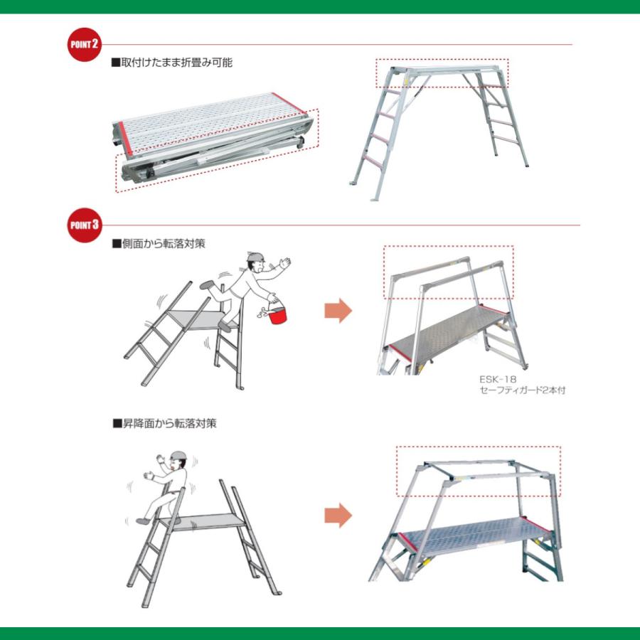 ナカオ 脚立 足場台 ESK-18 勇馬 セーフティガード 付 2本 セット 作業台 仮設 階段 ステップ 足場材 仮設足場 工場 現場 建設 新築 工事現場 建設現場 建築現場 :129 ...