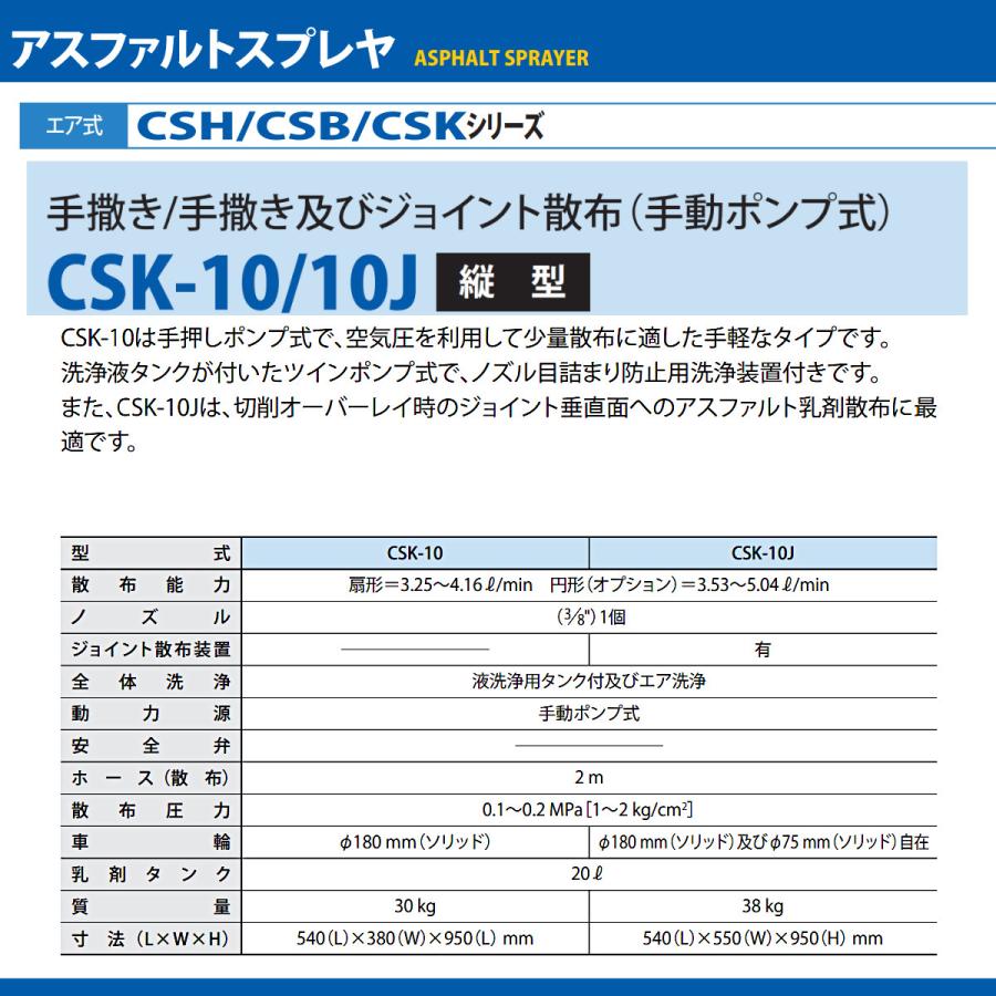 範多機械 アスファルトスプレイヤー CSK-10 スプレヤー エアー式 手撒き 縦型 手動ポンプ式 空気圧 車輪 少量散布 小現場 小型 乳剤 アスファルト ハンタ HANTA : 建機ランド ...