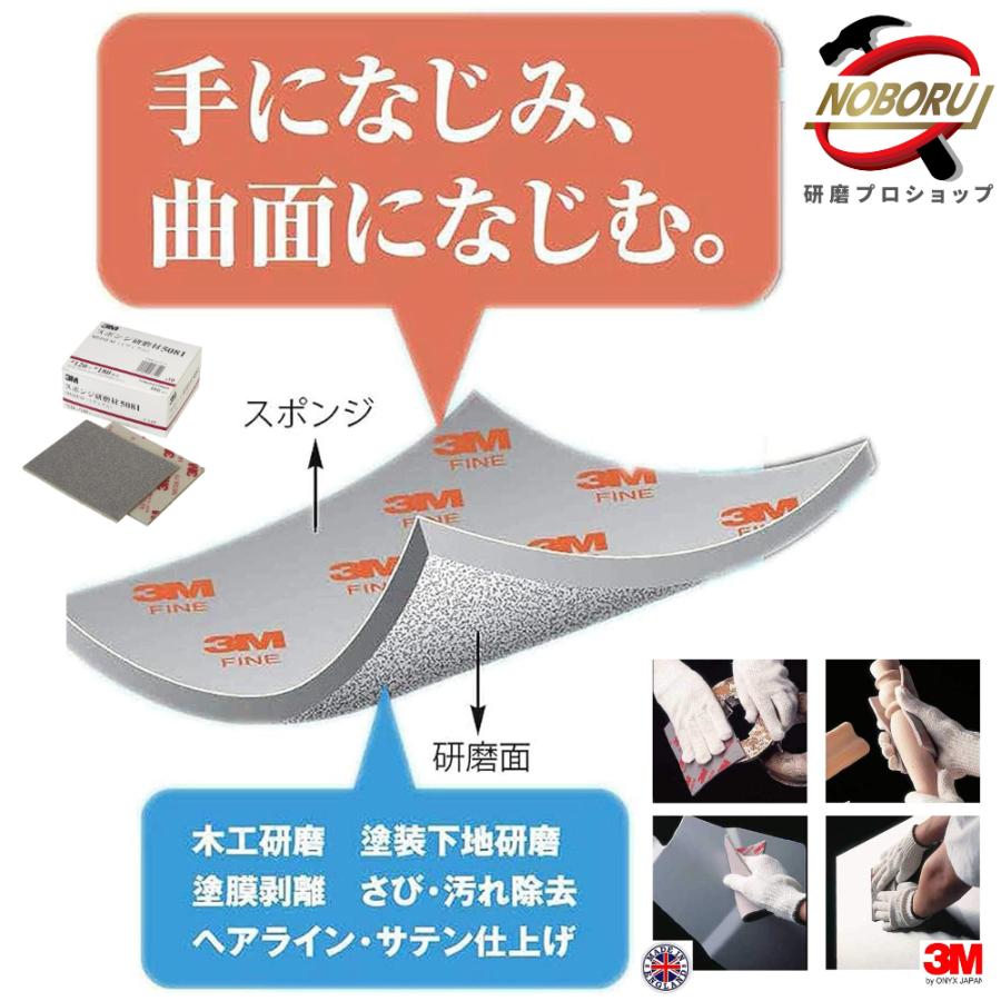 3M スポンジ研磨材 (1箱10枚入り) 研磨パッド ハンドサンダー サンドペーパー :10000308:研磨材料専門店 NOBORU ...