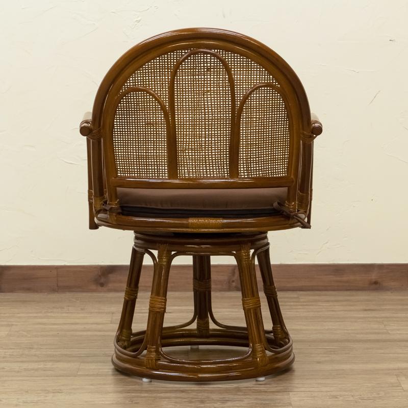 回転式座椅子 ハイタイプ 座面高41cm 回転式 360度 クッション付き 天然木 籐 藤 ラタン 回転チェア ブラウン クッション取り外し可能 組み立て不要 ナチュラル : KEY ...