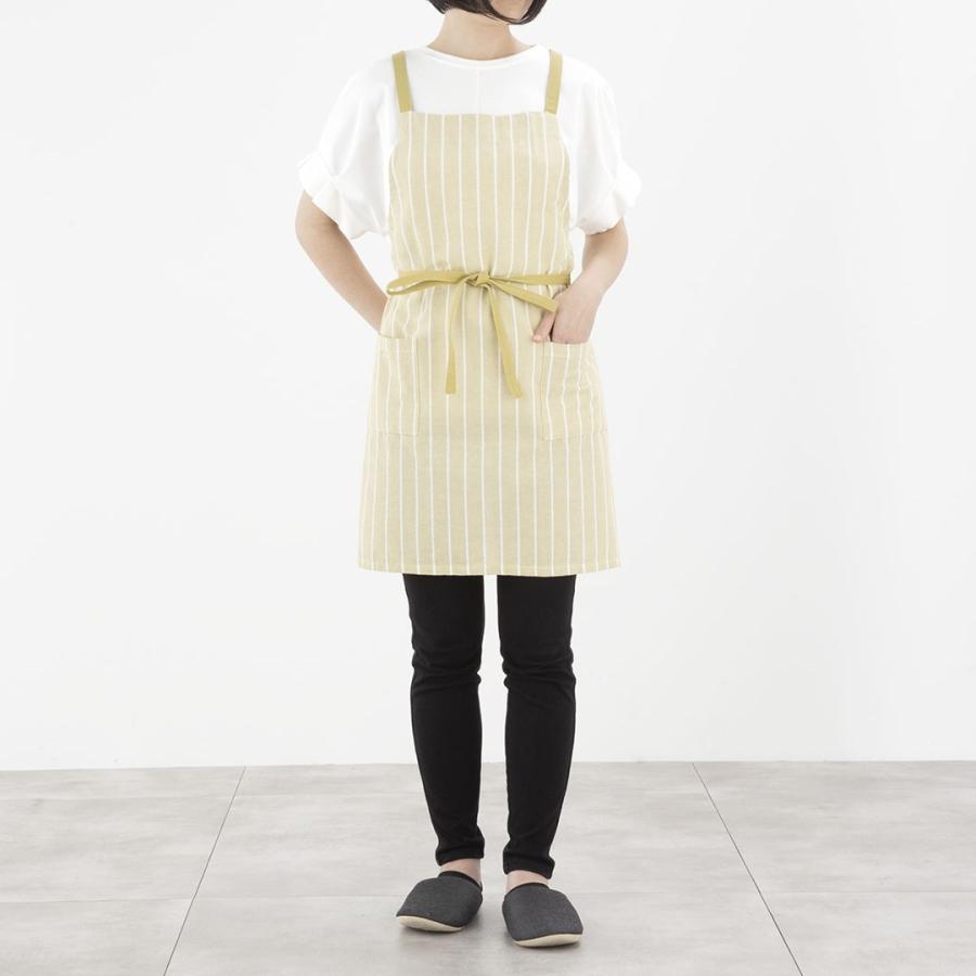 キッチン用品 キッチンエプロン 綿100％ ボーダー柄 シンプル 短め｜ 動きやすいショート丈インド綿ライン腰紐エプロン KEYUCA(ケユカ) (グッドプライス) :s4801243 ...