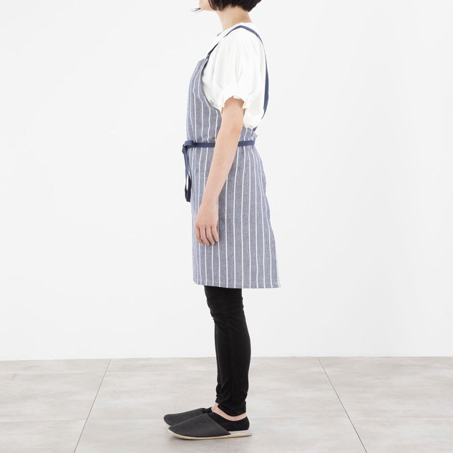 キッチン用品 キッチンエプロン 綿100％ ボーダー柄 シンプル 短め｜ 動きやすいショート丈インド綿ライン腰紐エプロン KEYUCA(ケユカ) (グッドプライス) : s4801243 ...