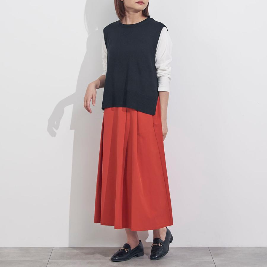 シンプル 合わせやすい スリット すっきり 抜け感 サステナブル リサイクル糸 ｜ クルーネックニットベスト KEYUCA(ケユカ ...