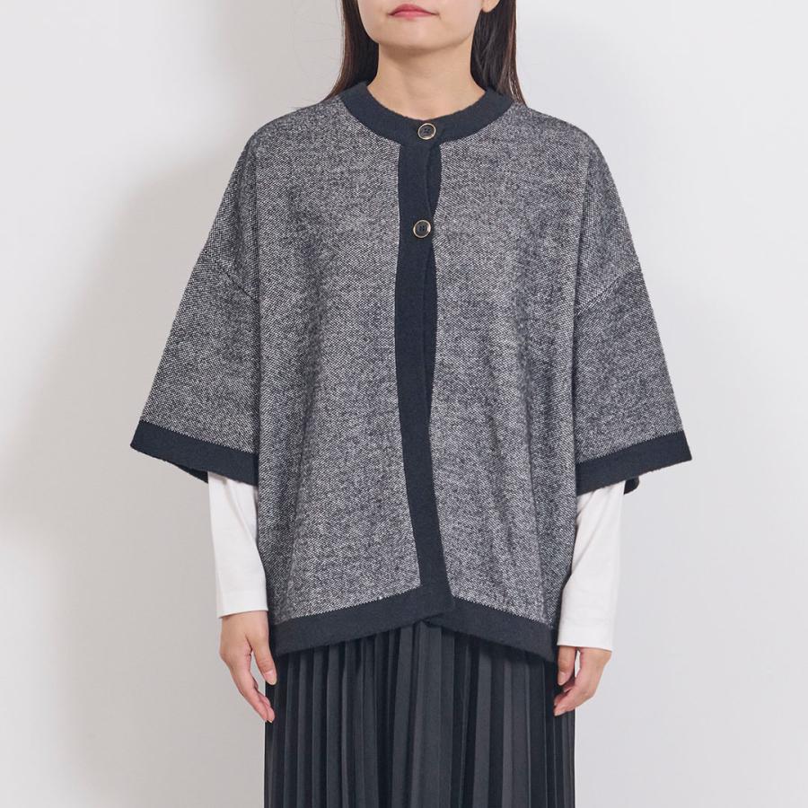 KEYUCA レディース 新作 トップス ポンチョ ニット 2WAY アウター レイヤード 千鳥格子 ジャガード 重ね着 洗える｜ ジャガードニットポンチョ KEYUCA(ケユカ ...