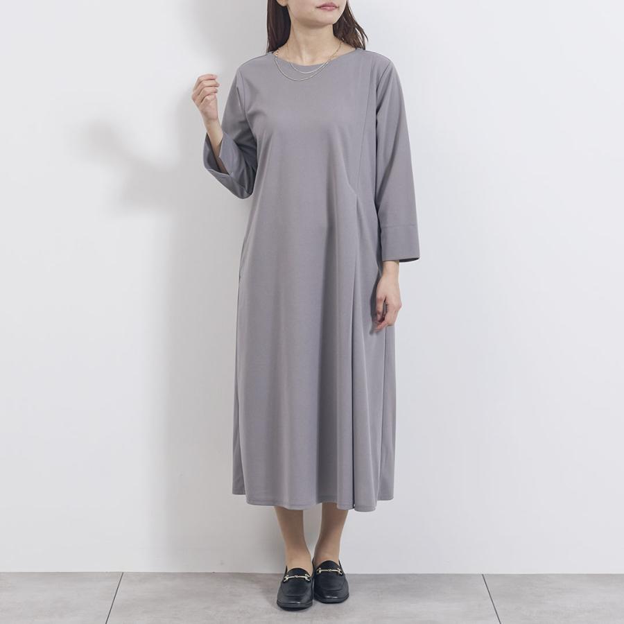 KEYUCA ワンピース レディース 膝下 ストレッチ きれいめ Aライン ベルト付き 30代 40代 50代 フォーマル ｜ サイドタックポンチワンピース ケユカ : KEYUCA ...