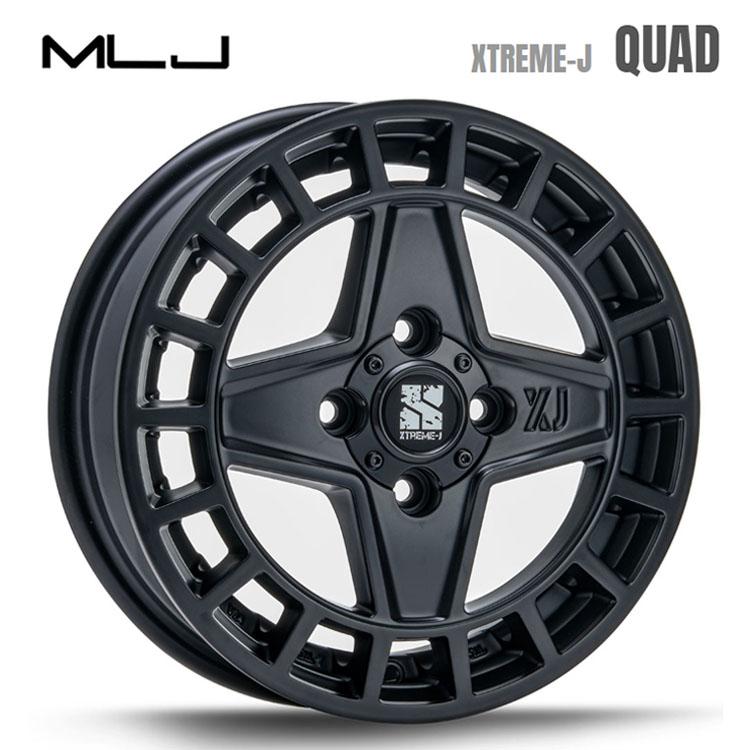 MLJ 14インチ 4H100 4.5J 4.5J+45 4穴 ホイール 【1本単品 新品】 サテンブラック XTREME-J QUAD 送料 ...
