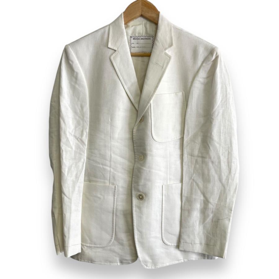 BROOKS BROTHERS 未使用 BLACK FLEECE Brooks Brothers ブラックフリース ブルックスブラザーズ リネン100％ テーラードジャケット BB1 ホワイト ...
