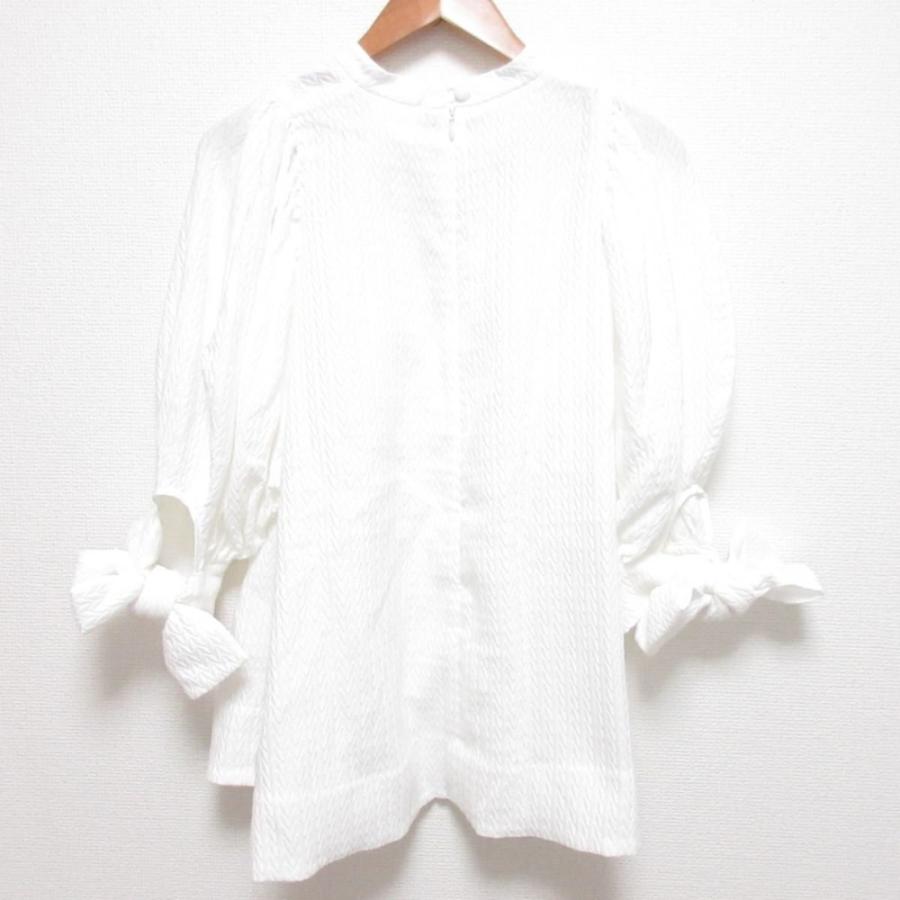 Yori 美品 24SS yori ヨリ shirocon シロコン ハートフクレカフスリボンブラウス プルオーバー シャツ SC21-24008SP サイズ36 ホワイト レディース 古着 ...