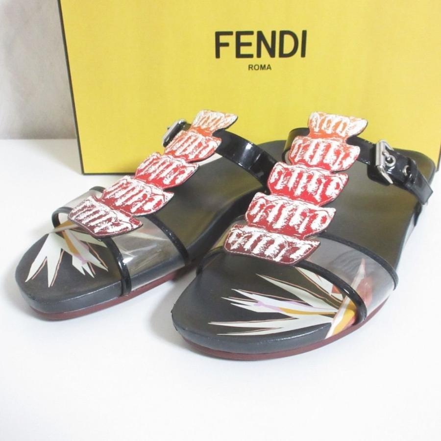 FENDI 美品 フェンディ ストラップ フラット サンダル 39 25cm相当 ブラック レディース 古着 中古 : ブランド古着のリュクス - 通販 - Yahoo!ショッピング