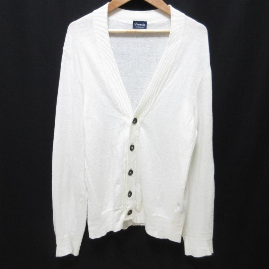 DRUMOHR 良品 ドルモア リネン 長袖 Vネック ニット カーディガン 46 ホワイト メンズ 古着 中古 : ブランド古着のリュクス - 通販 - Yahoo!ショッピング