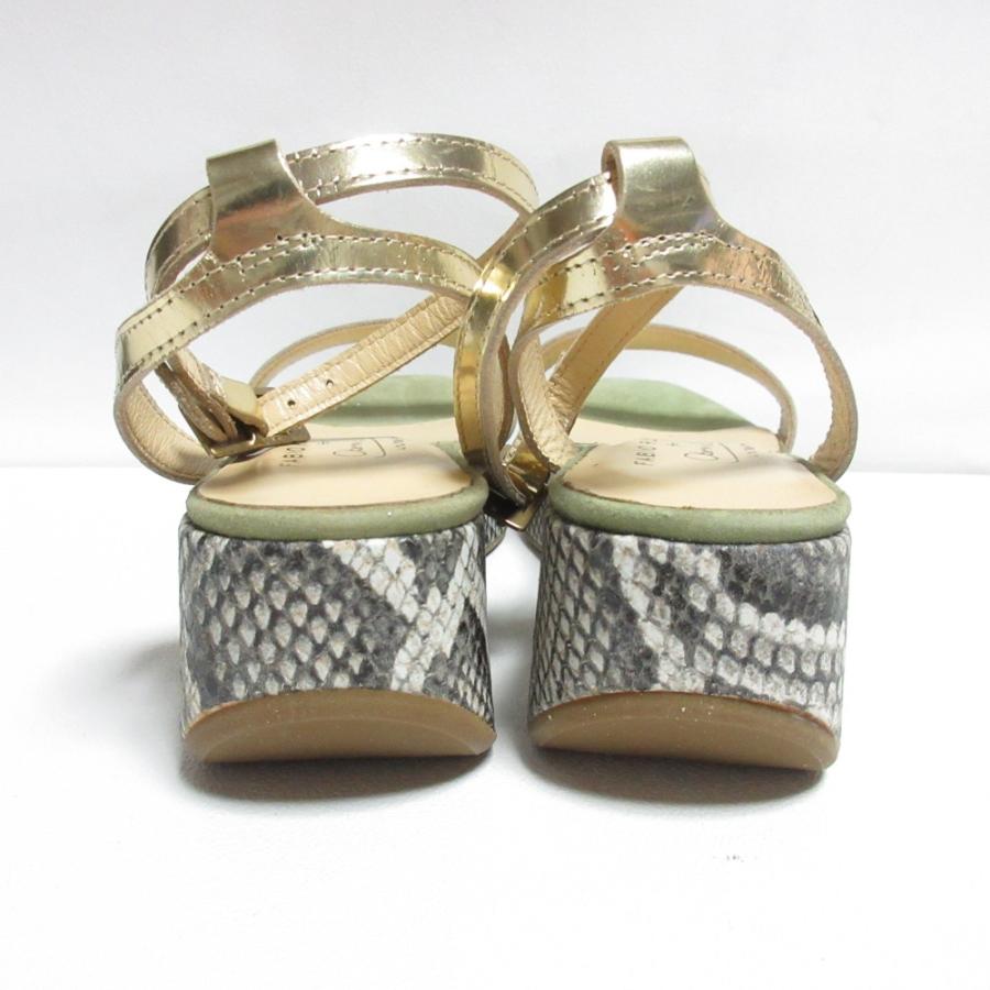 FABIO RUSCONI 美品 ファビオルスコーニ ×オデットエオディール アローズ 別注 パイソン柄 厚底 サンダル 36 23.0cm相当 グリーン レディース 古着 中古 : ブランド ...