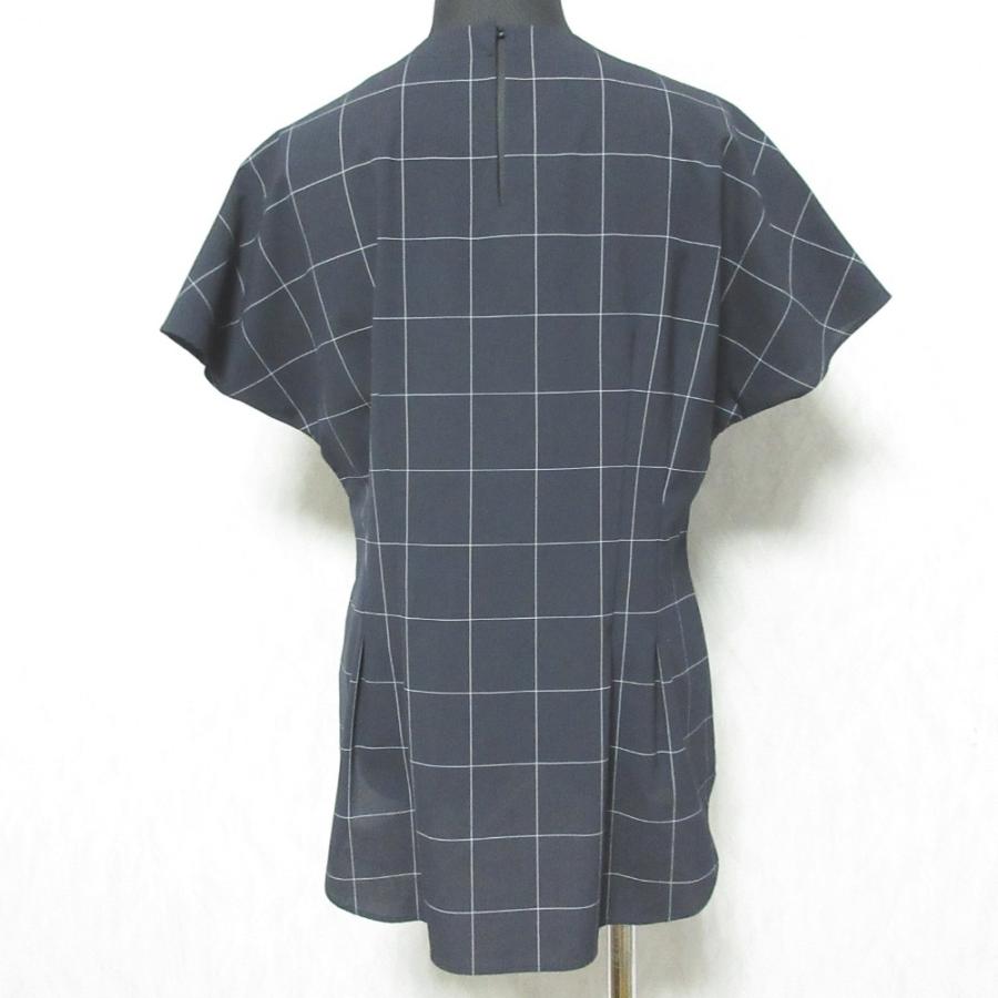 ほぼ美品 23SS M・fil エムフィル ×EFFE BEAMS エッフェビームス 別注 チェック フレンチスリーブ ブラウス プルオーバー 36 ネイビー レディース 古着 中古 ...