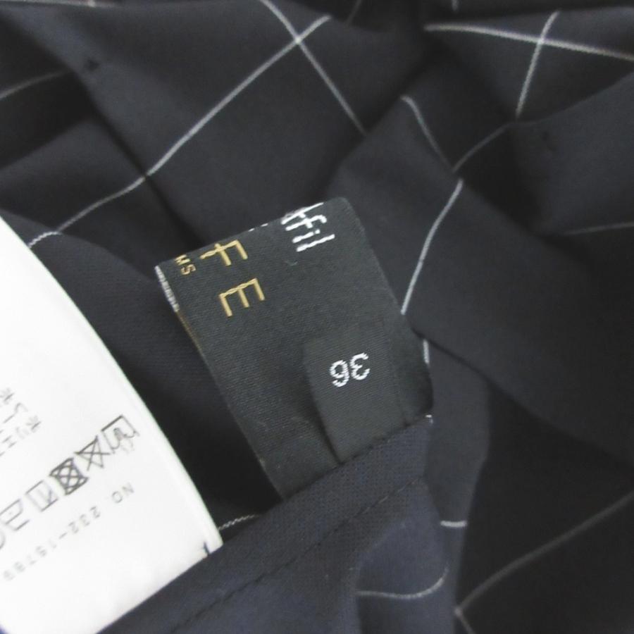 ほぼ美品 23SS M・fil エムフィル ×EFFE BEAMS エッフェビームス 別注 チェック フレンチスリーブ ブラウス プルオーバー 36 ネイビー レディース 古着 中古 ...