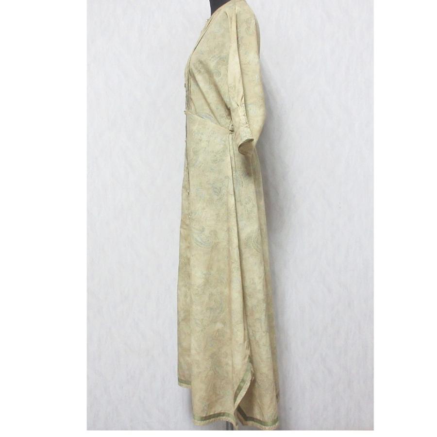 Ameri 美品 AMERI アメリ MEDI PHOEBE SCARF DRESS ペイズリー柄 七分袖 ドルマンスリーブ ロングワンピース 02110520750 S カーキイエロー ...
