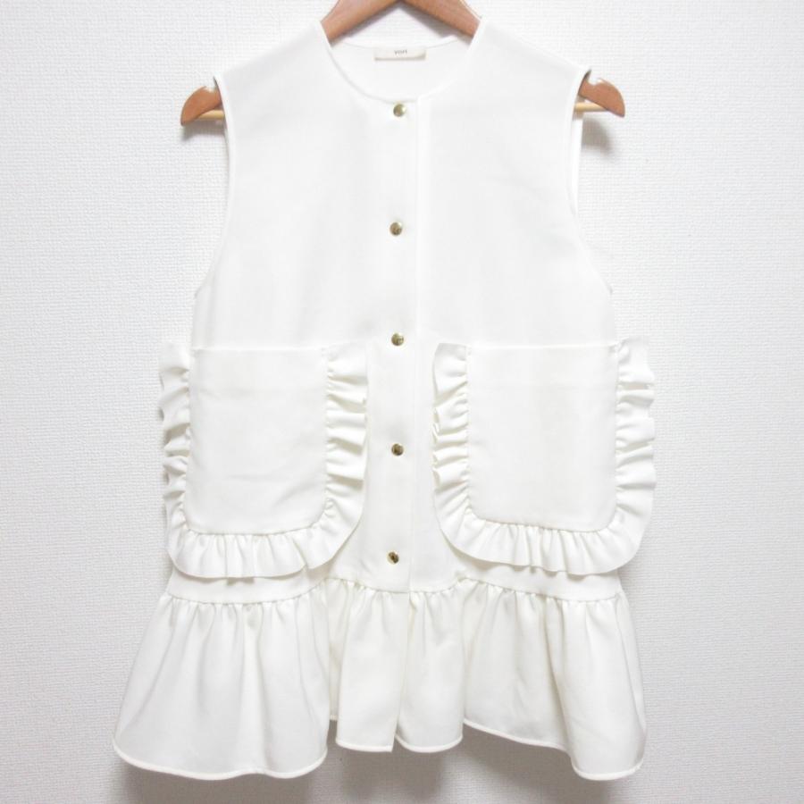 Yori 美品 24SS yori ヨリ 金ボタン ポケット フリルジレ ノースリーブシャツ ブラウス YR25-24004SP サイズF ホワイト レディース 古着 中古 : ブランド古着の ...