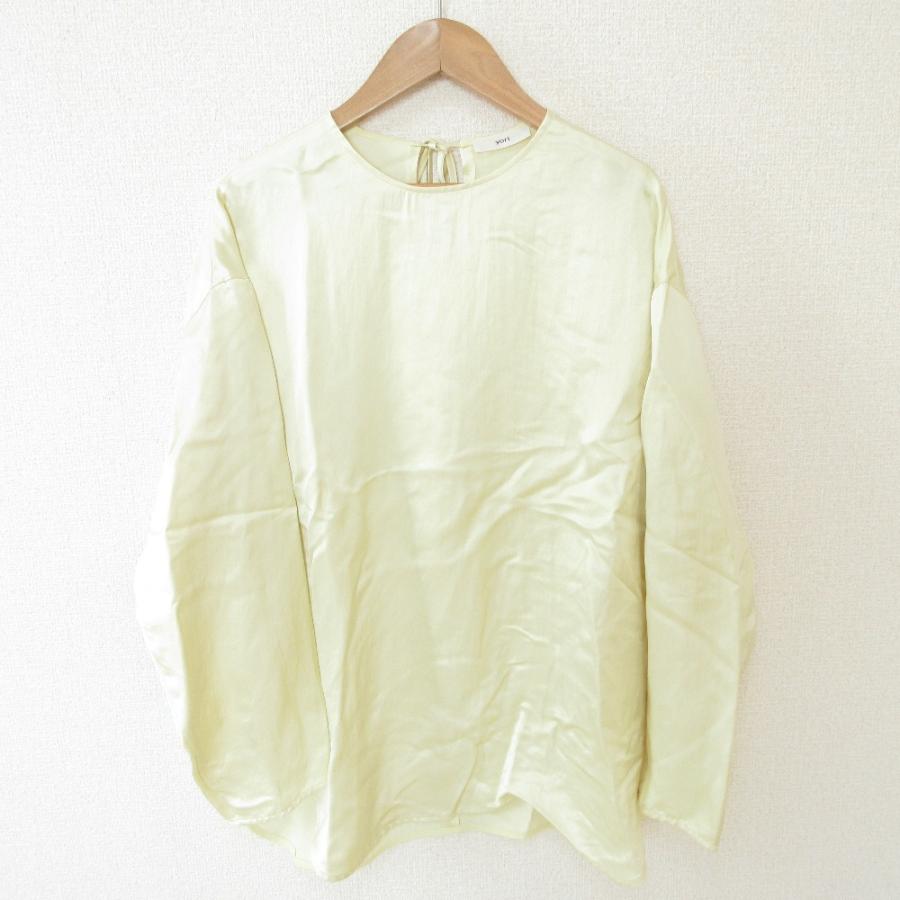 美品 24SS yori ヨリ アセテートサテンロンTeeブラウス 長袖 ロングスリーブ プルオーバー YR21-24049SP F イエロー レディース 古着 中古 ...