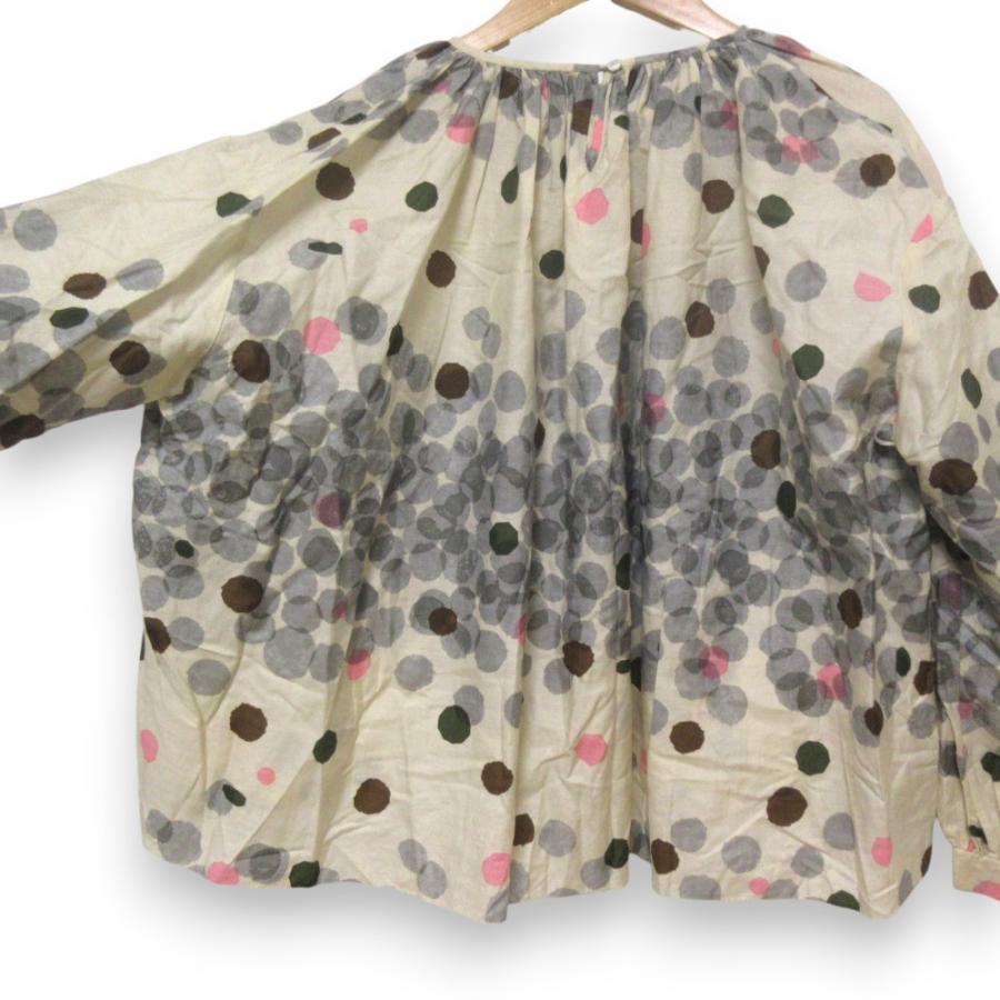 mina perhonen 美品 ミナペルホネン glimmer グリマー シルクブレンド 長袖 プルオーバー ワイド ブラウス ua1829 サイズ36 ベージュ系 レディース 古着 中古 ...