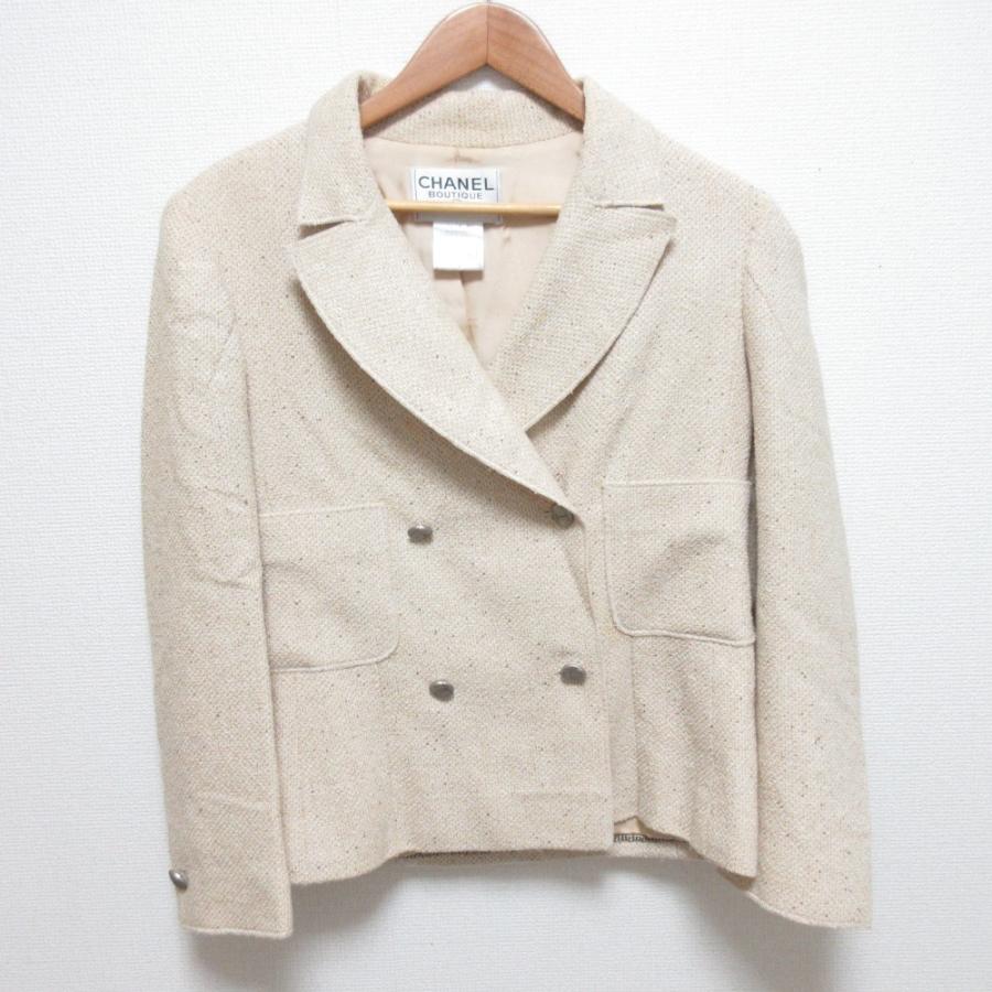 CHANEL 良品 98P シャネル ヴィンテージ サマーツイード ダブルジャケット+スカート スーツ サイズ38 ライトベージュ レディース 古着 中古 : ブランド古着のリュクス - 通販 ...