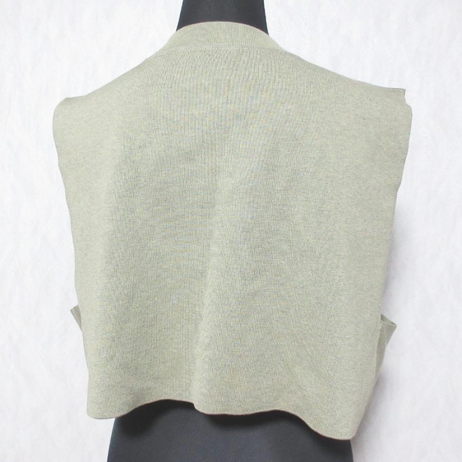HYKE 美品 22SS ハイク S/C/P CREW NECK CROP TOP シルクブレンド プルオーバー クロップド ニット ベスト 221-11260 カーキ レディース 古着 中古 ...