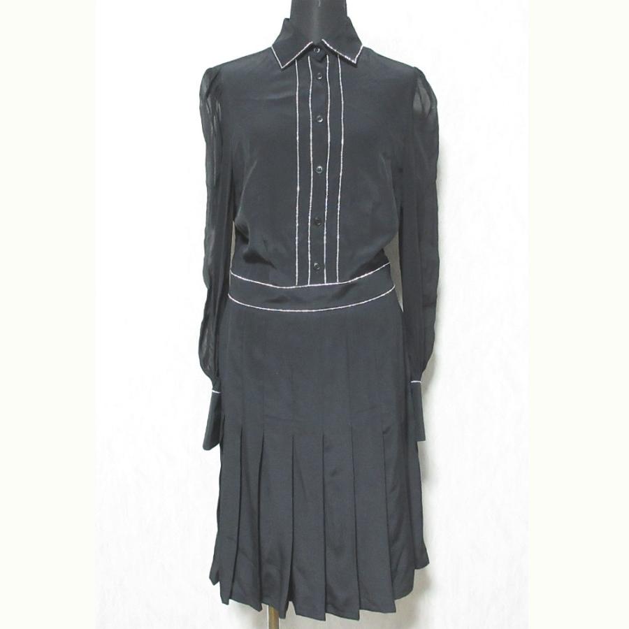 BARBA 良品 バルバ ラインストーン装飾 シルクワンピース サイズ42 ブラック レディース 古着 中古 : ブランド古着のリュクス - 通販 - Yahoo!ショッピング