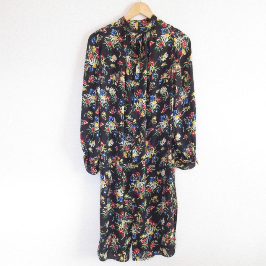 MACPHEE 美品 マカフィー トゥモローランド フラワープリント ギャザースリーブ ひざ丈 ワンピース 36 ブラック レディース 古着 中古 : ブランド古着のリュクス - 通販 ...