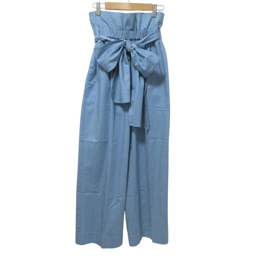 Yori 良品 24SS yori ヨリ ハイウエスト ビッグリボン ワイドパンツ 38 ブルー レディース 古着 中古 : ブランド古着のリュクス - 通販 - Yahoo!ショッピング