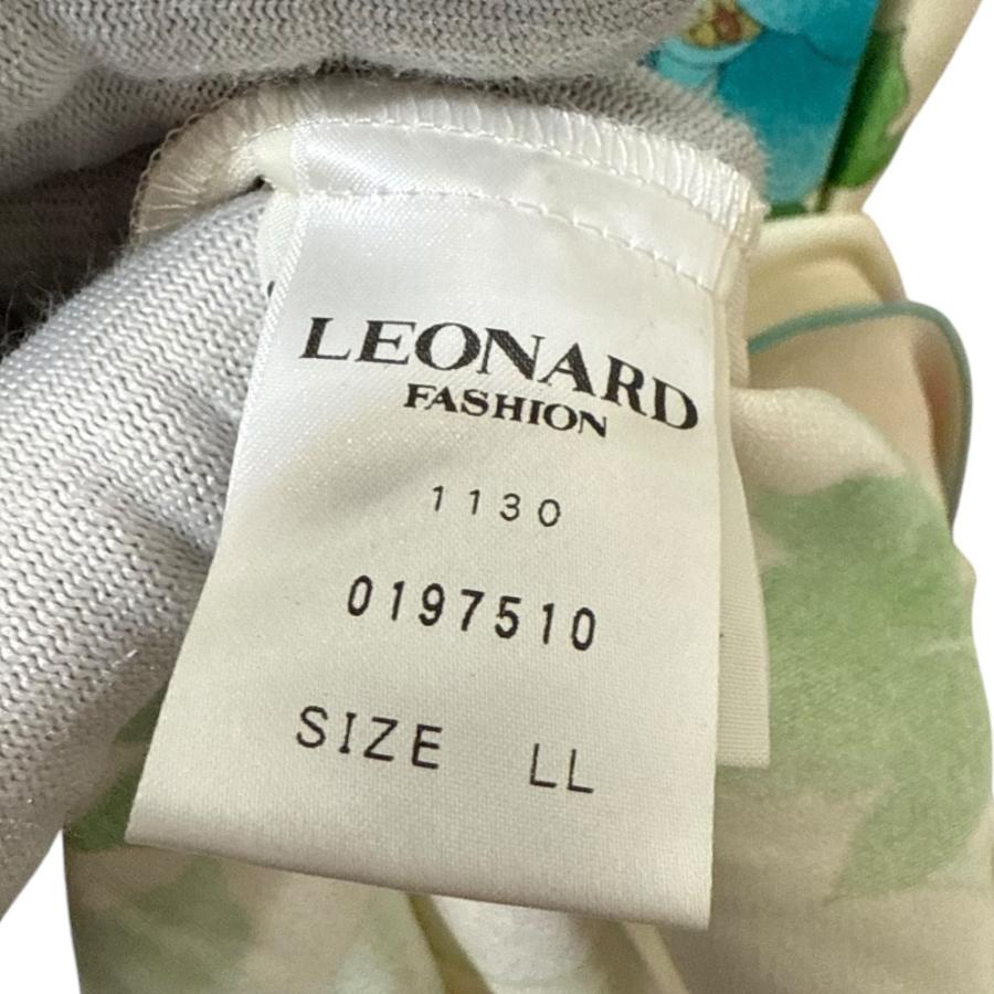 LEONARD FASHION 良品 レオナール フラワープリント カンカン素材 半袖 ひざ丈 ワンピース LL アイボリー レディース 古着 中古 : ブランド古着のリュクス - 通販 ...